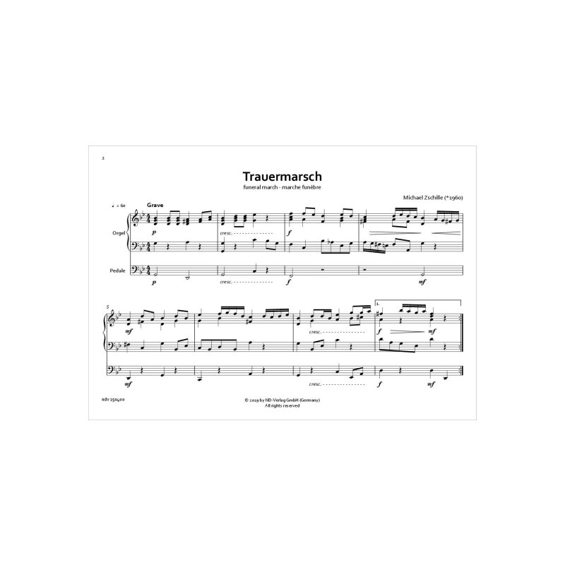 Trauermarsch für Orgel Solo von Michael Zschille - Noten | ND-Verlag, 6 ...